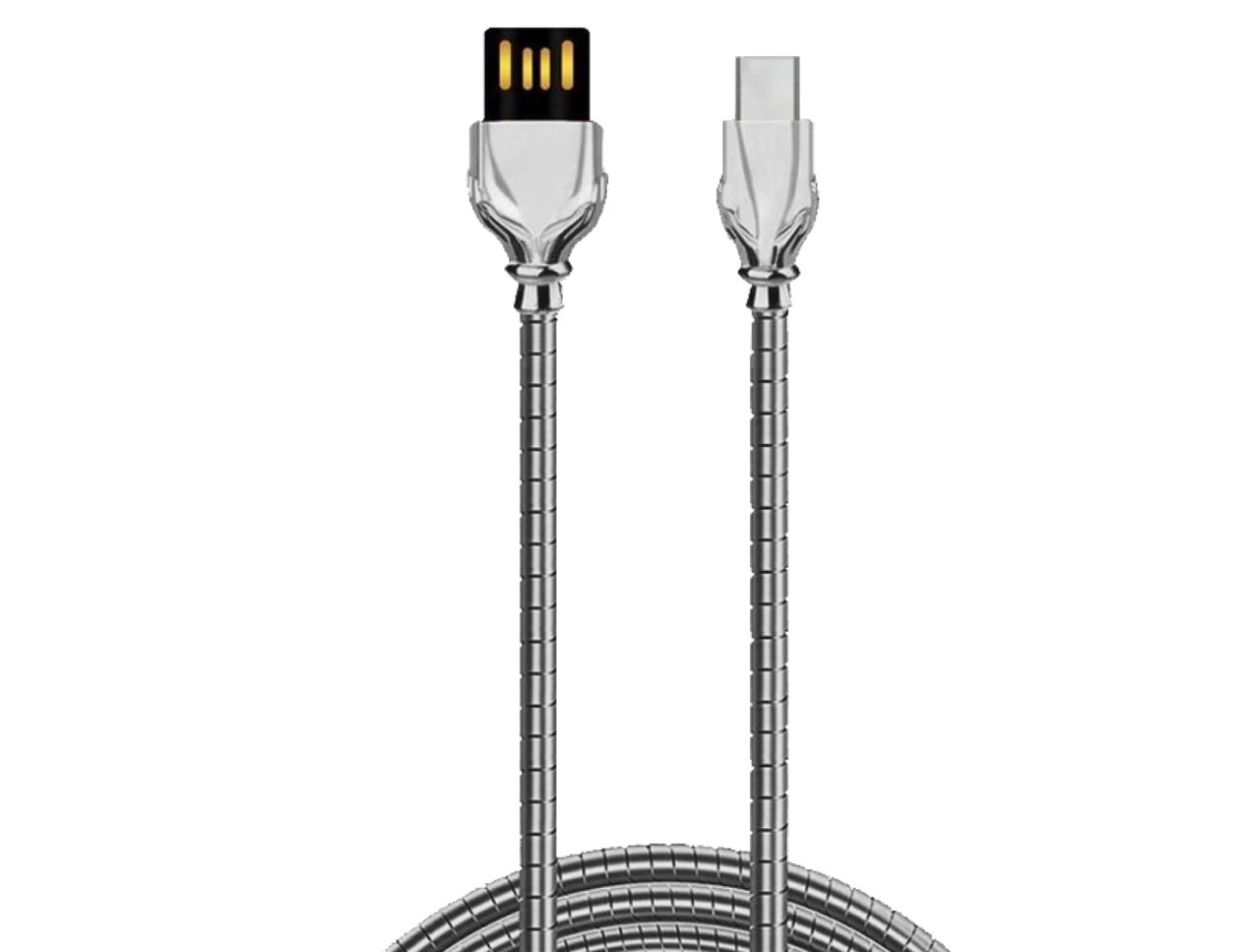 USB Type-C Steel Armored Cable Silver-TTAF CONSUMER